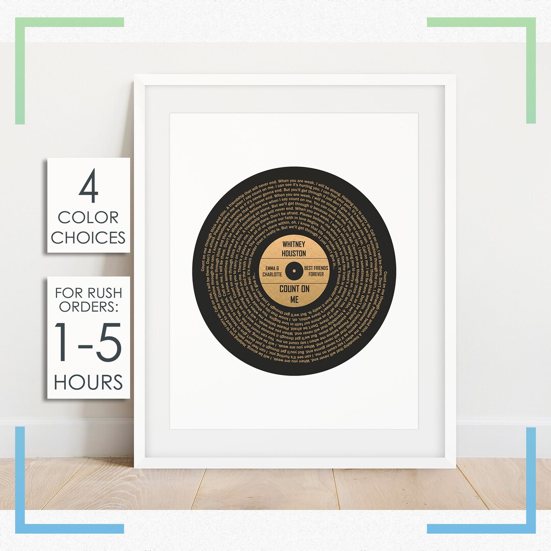 Custom Song Lyrics Printable • Personalized Wall Art for Female Friends ...