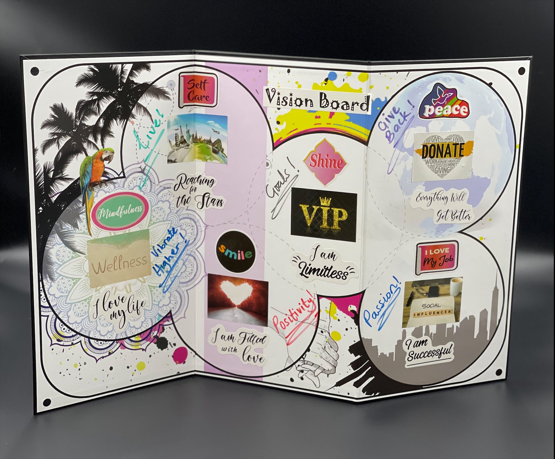 Dry Erase Vision Board Kit, Foldable Dream Board, 150 Motivational ...