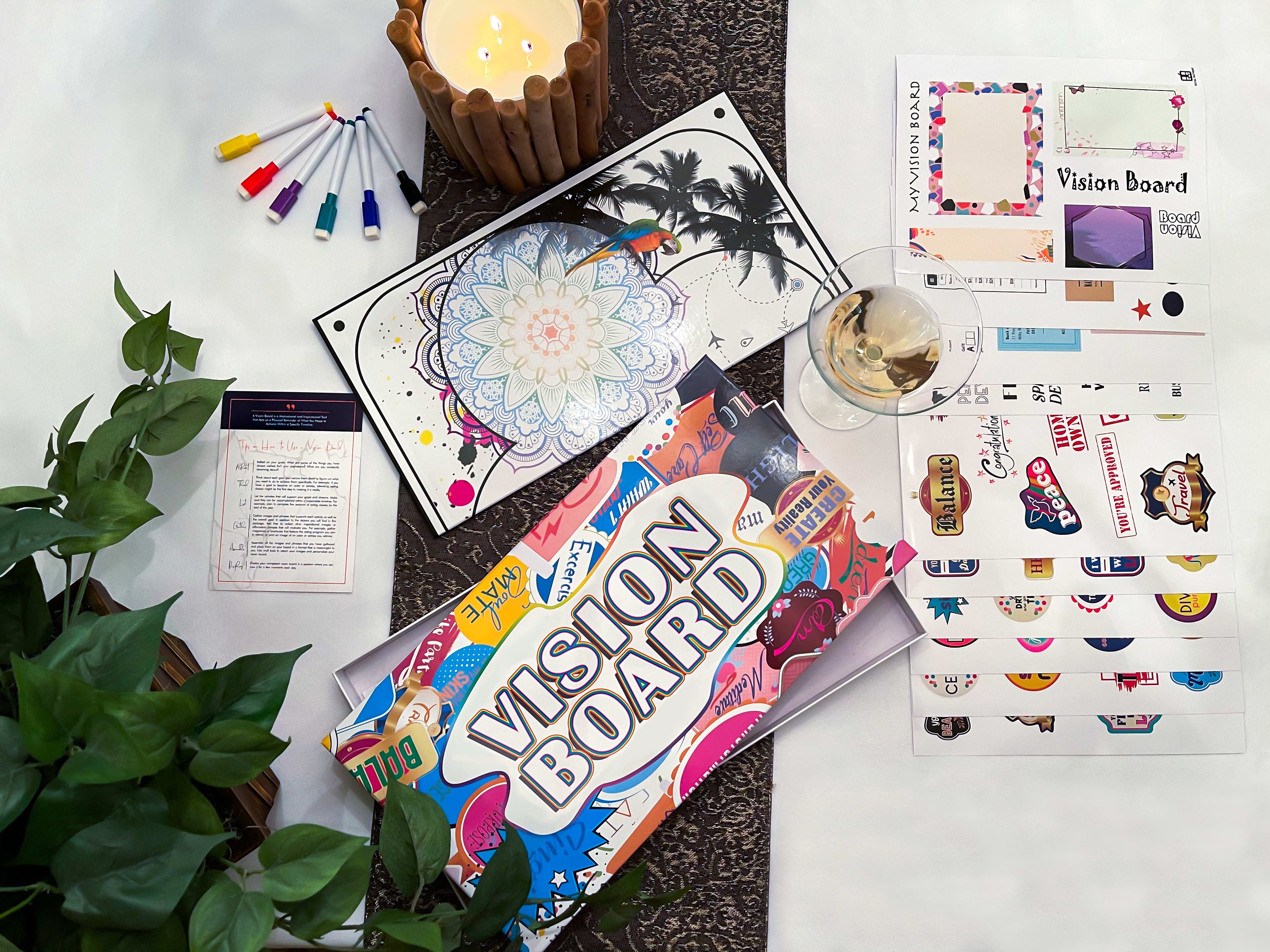 Dry Erase Vision Board Kit, Foldable Dream Board, 150 Motivational ...