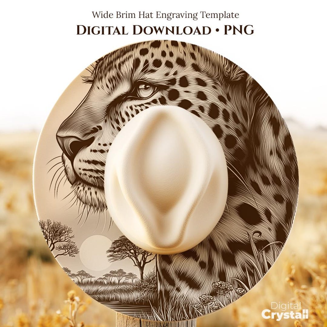 Leopard Savannah Hat Burning Design, Laser Engraving Hat File, Wide ...