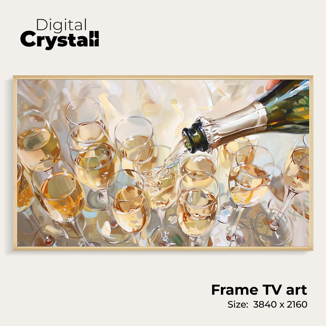 Champagne Celebration Birthday Art | Elegant Party Scene With Glasses ...