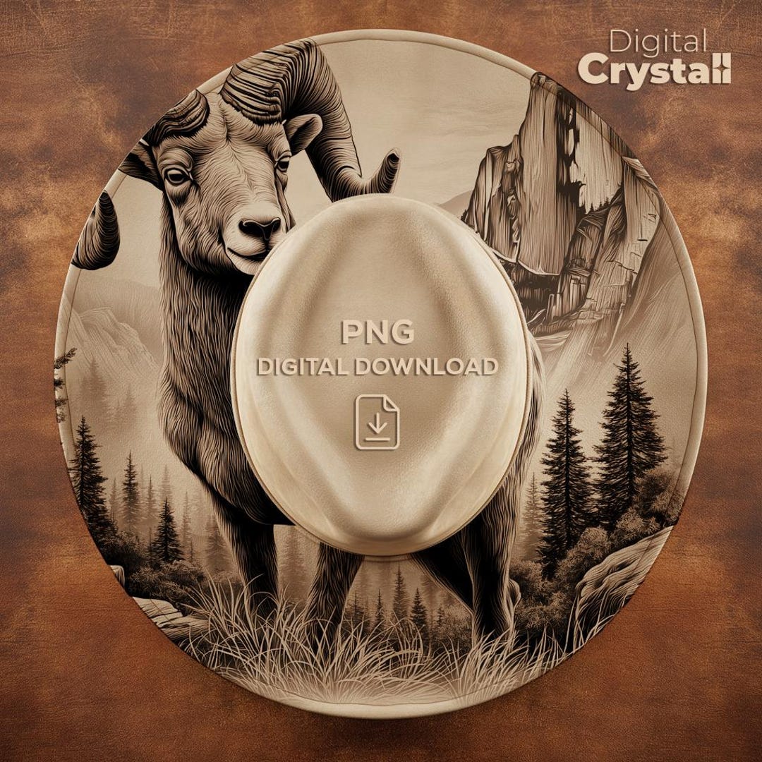 Mountain Ram Hat Burning Design, Laser Engraving Hat File, Burned Hat ...