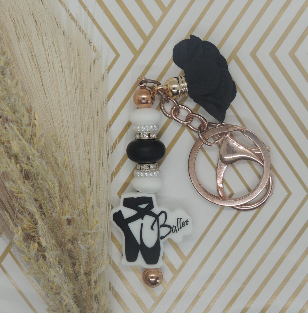 Black Ballet Shoe Beaded Keychain - Etsy