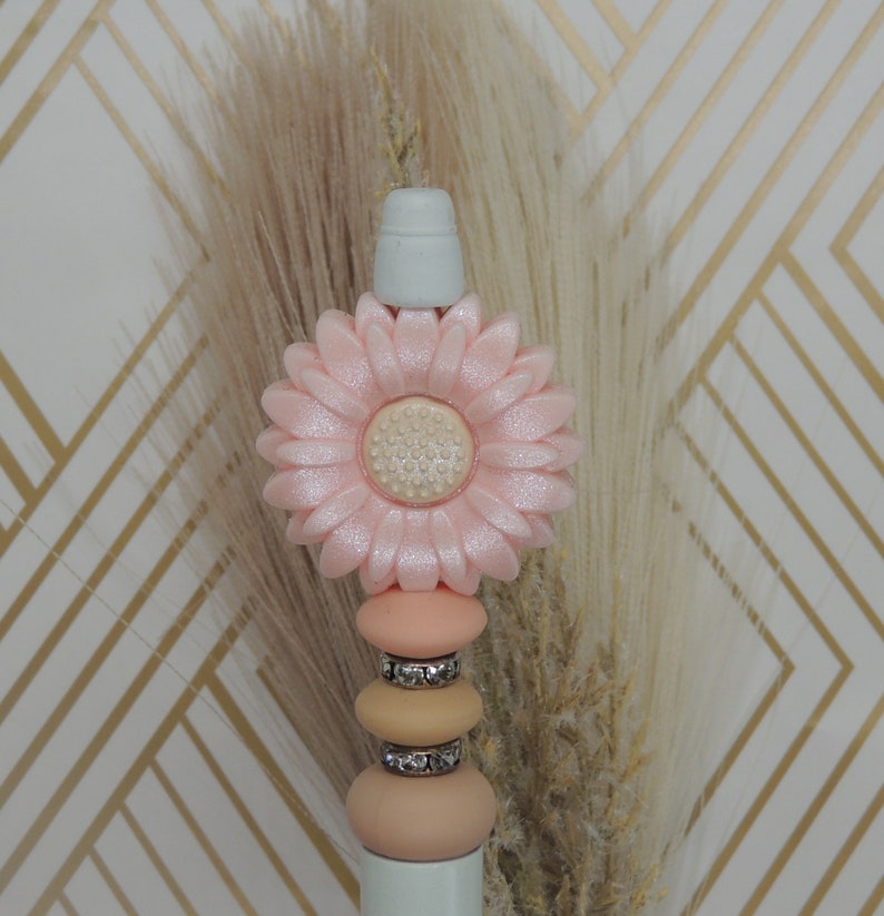 Pink Iridescent Flower Ink Pen & Keychain Set - Etsy