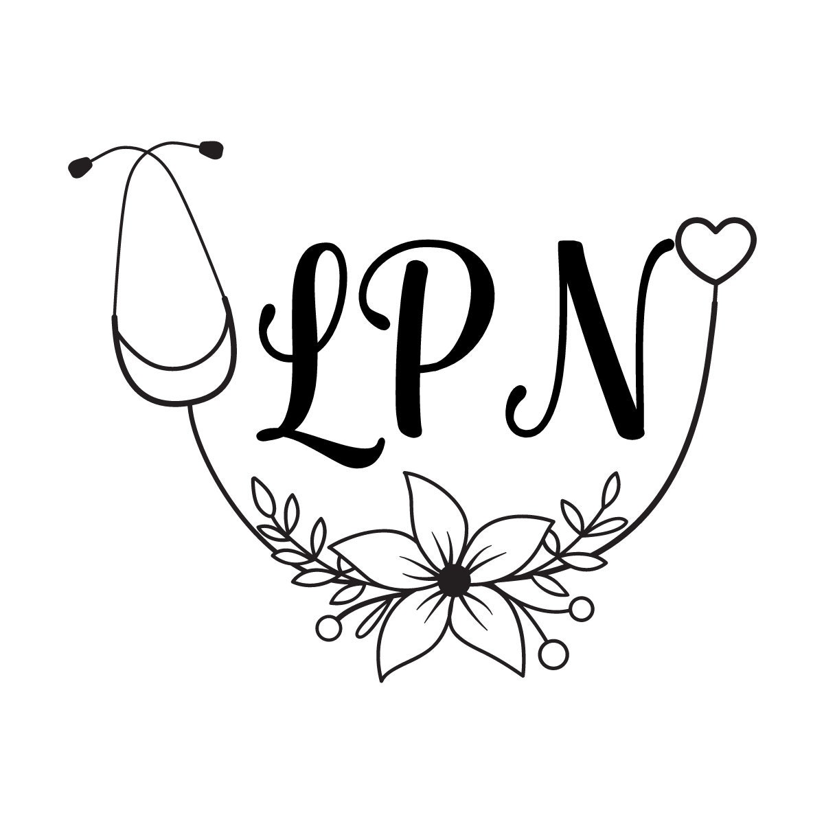 LPN Stethoscope With Flowers SVG - Etsy