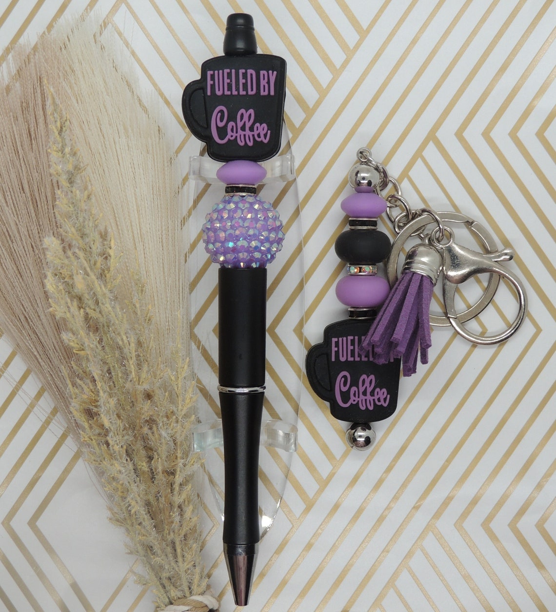 Purple Fueled by Coffee Ink Pen & Keychain Set - Etsy