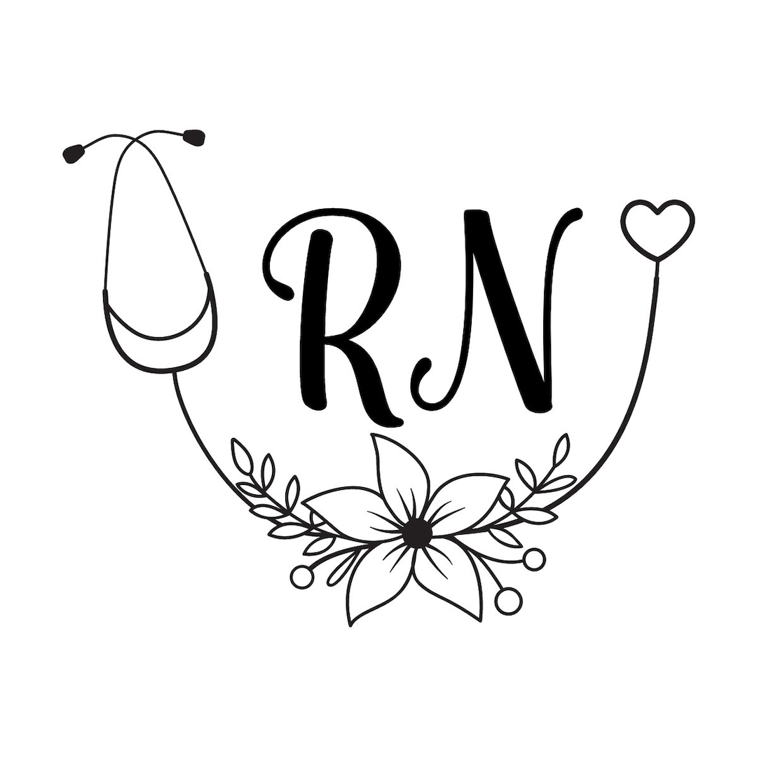 RN Stethoscope With Flowers SVG - Etsy