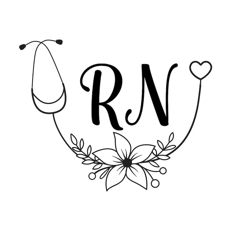 RN Stethoscope With Flowers SVG - Etsy