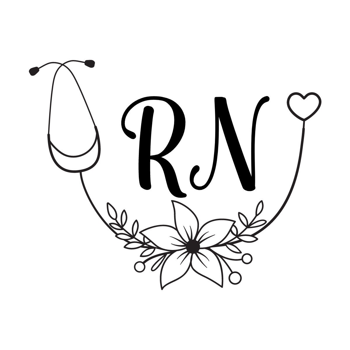 RN Stethoscope With Flowers SVG - Etsy