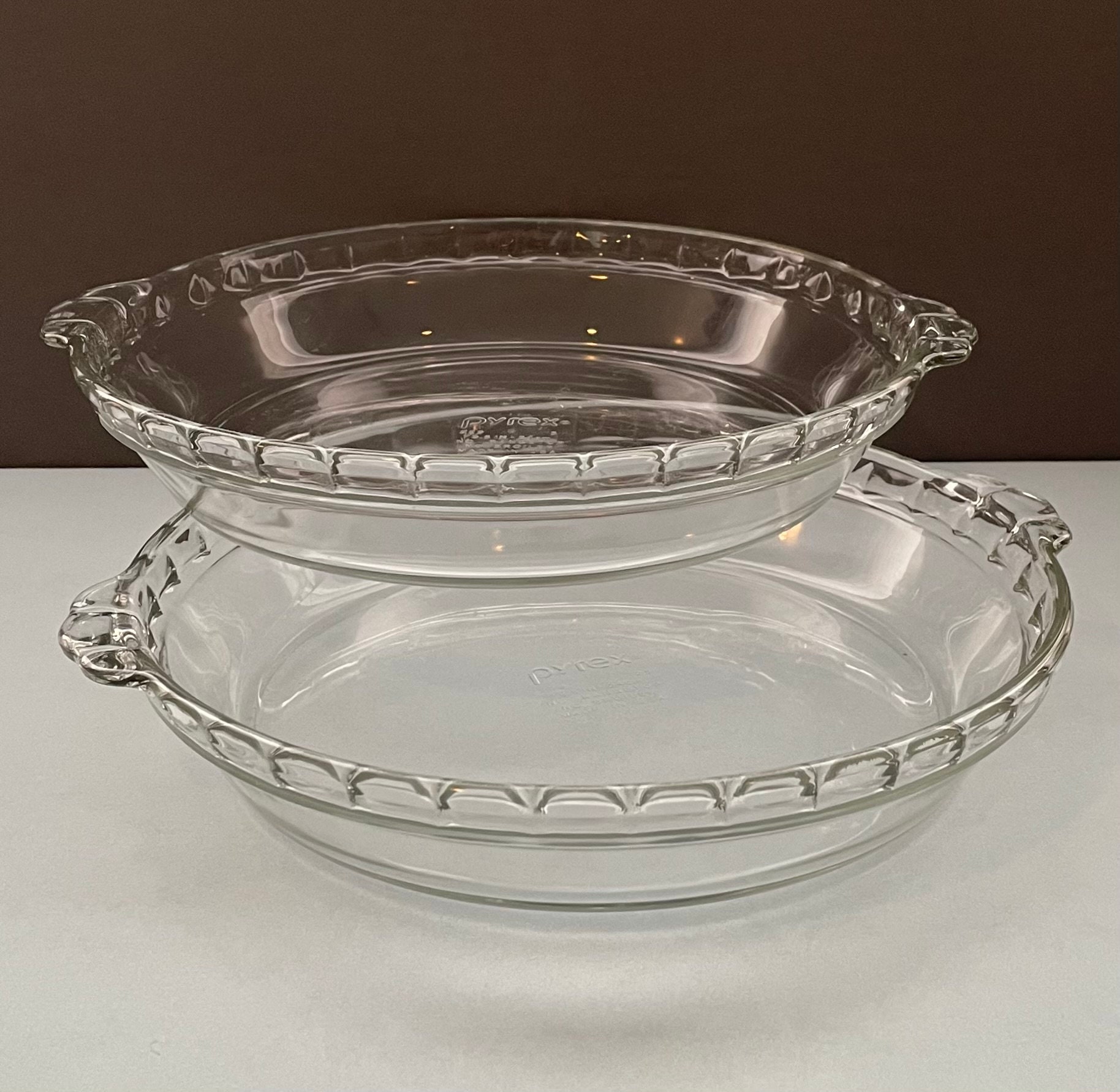 Set of 2 Vintage Pyrex Pie Plates Pyrex 229 9" a Fluted Glass Deep Dish ...