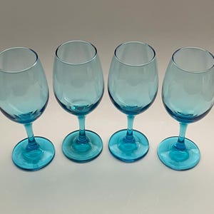 Set of 4 Vintage Cristar Columbia Wine Glasses Aqua Blue Wine Glasses ...