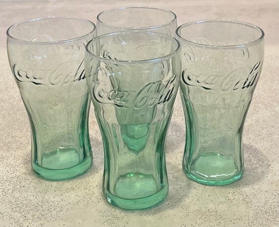 Set of 4 Mini Green Coca Cola Glasses 6.25 Ounce Juice - Etsy