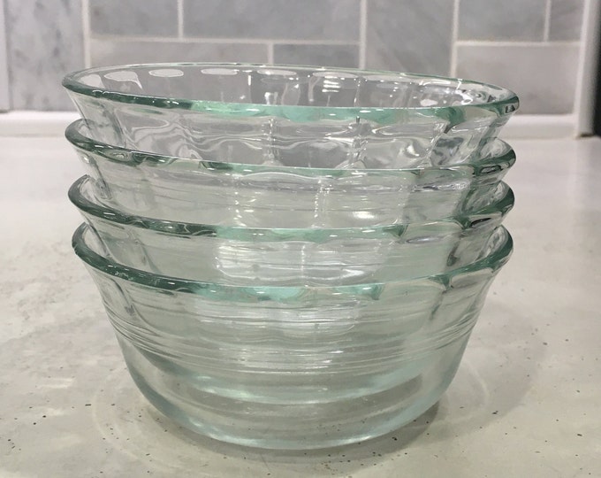 Set of 4 Large Vintage Pyrex Ramekins Clear Glass Custard Cups Pudding ...