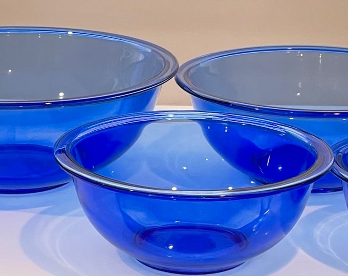 4 Piece Gift Set Cobalt Blue Vintage Pyrex Glass Mixing Bowls Full Set ...