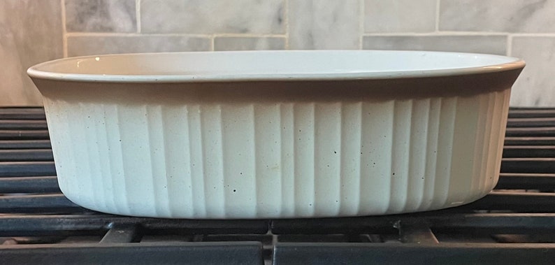 Vintage Corning Ware French Bisque Oval Casserole: 2.8 Quart Pyroceram ...
