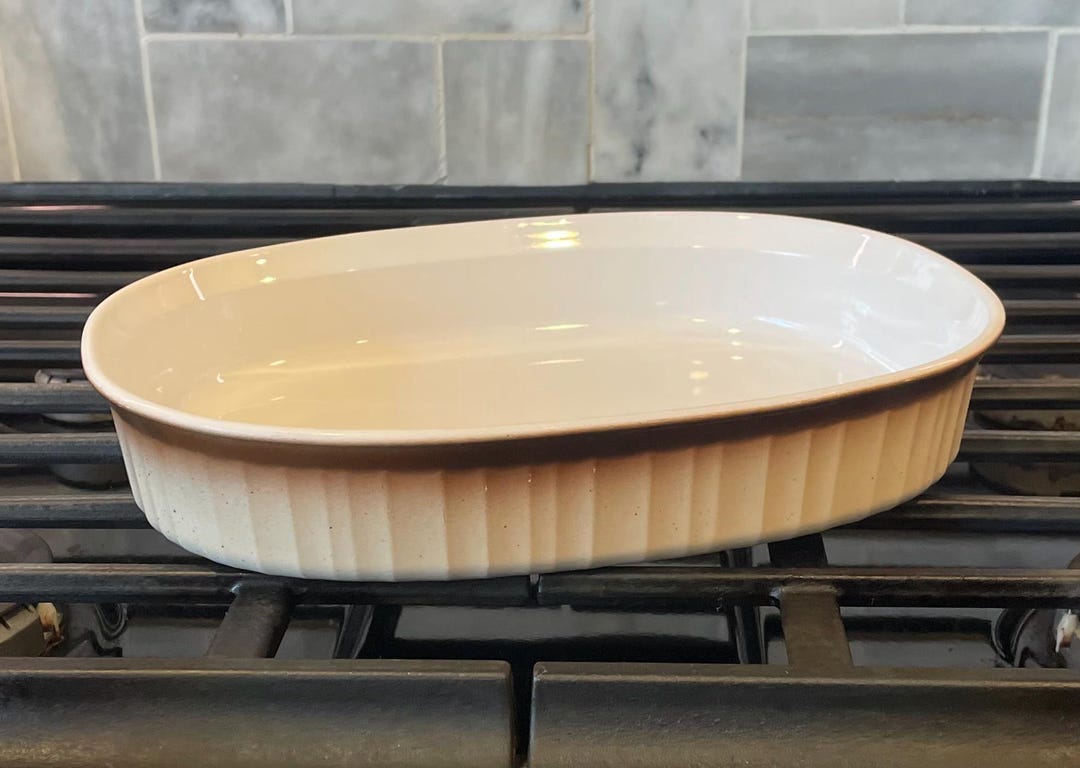 Vintage Corning Ware French Bisque Oval Casserole: 1.8 Qt Pyroceram ...