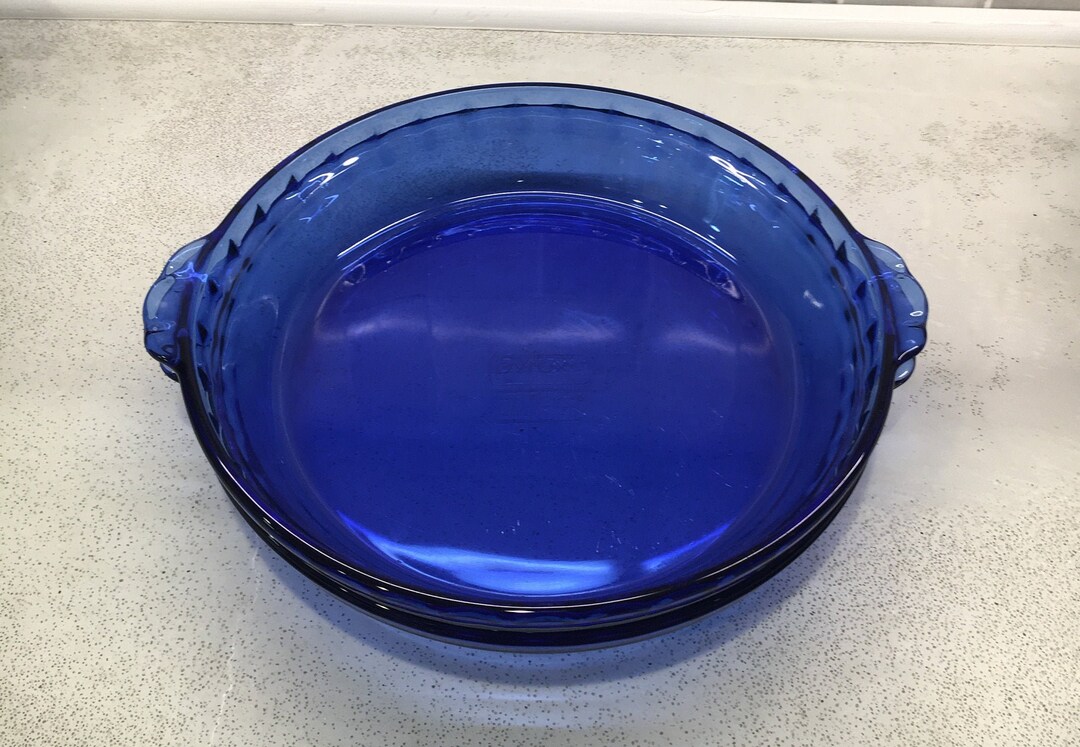 Vintage Pyrex Pie Plate Cobalt Blue Pyrex 229 9 1/2 Deep Dish Scalloped ...