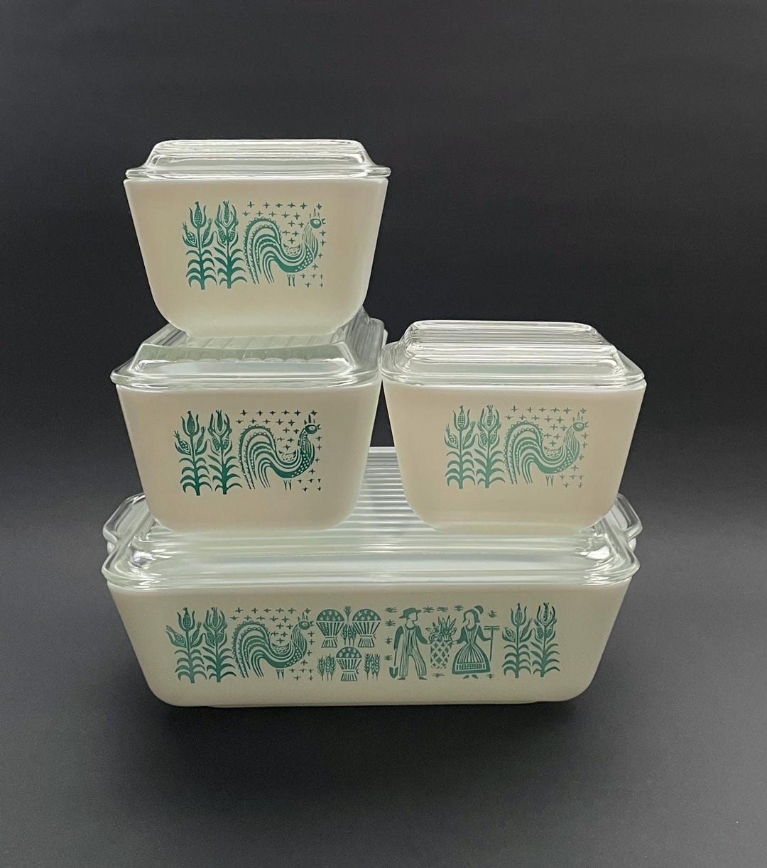 Vintage Pyrex Amish Butterprint Refrigerator Dish Complete 8 Piece Set ...