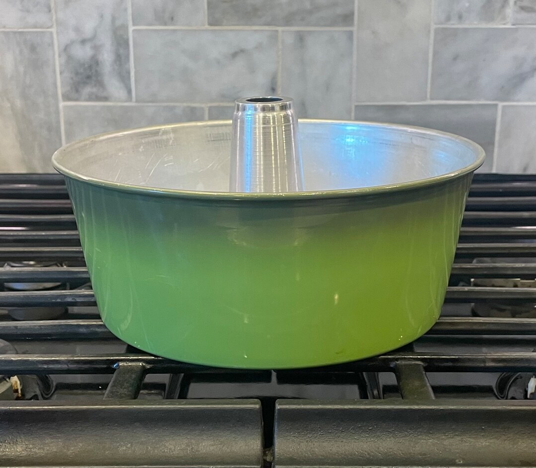 Vintage Angel Food Cake Pan Aluminum - 2 Piece Tube Cake Baking Pan 10 ...