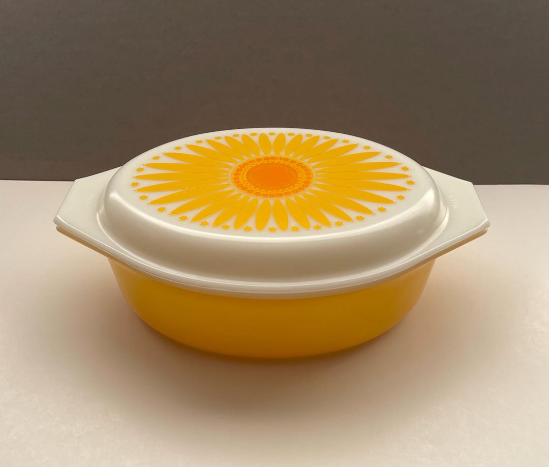 Vintage Pyrex Daisy Sunflower Casserole Baking Dish With Lid 2.5 Quart ...