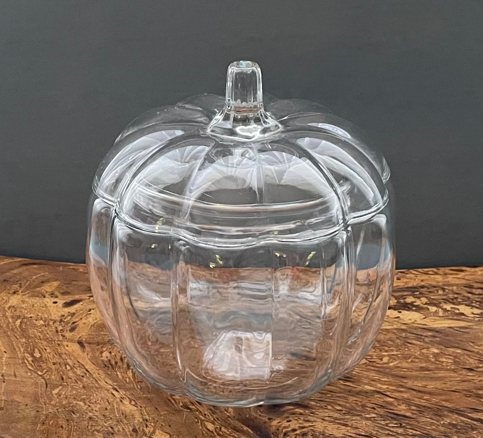 Clear Glass Pumpkin Cookie Jar Kitchen Canister or Candy Dish. - Etsy