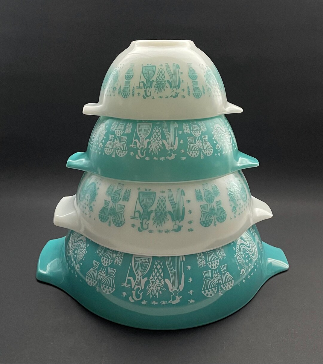 4 Vintage Pyrex Amish Butterprint Cinderella Mixing Bowls Full Set of 4 ...