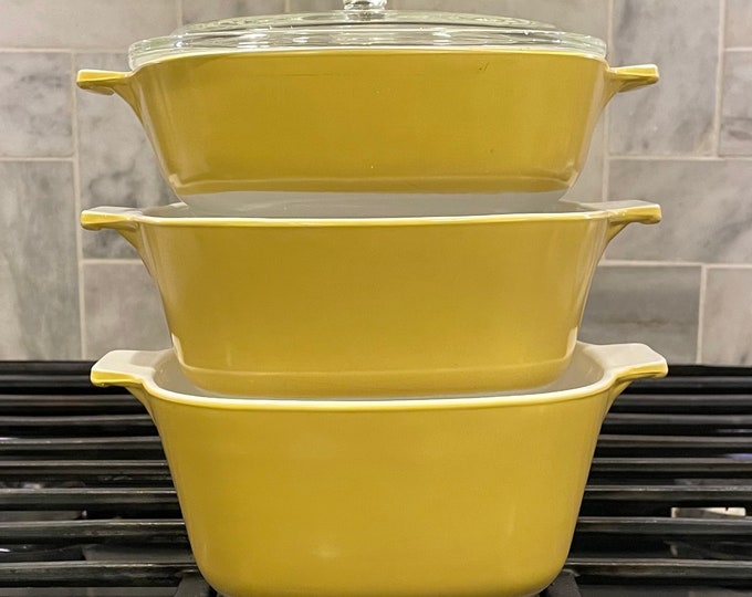 4 Pc Vintage Corning Ware Harvest Yellow Casserole Baking Dishes 1 L, 1 ...