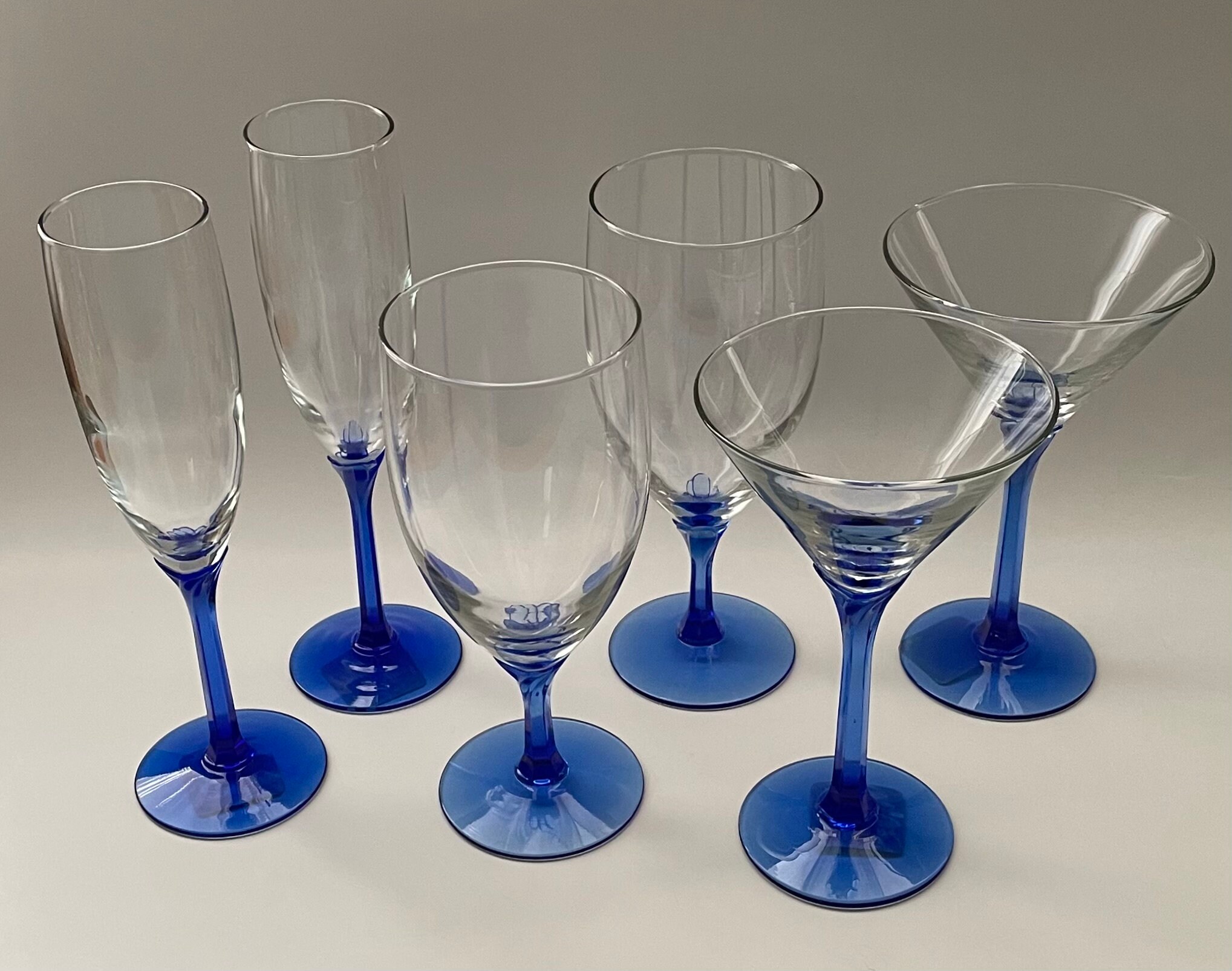 Set of 6 Vintage Libby Domaine Blue Stem Martini Glasses - Etsy