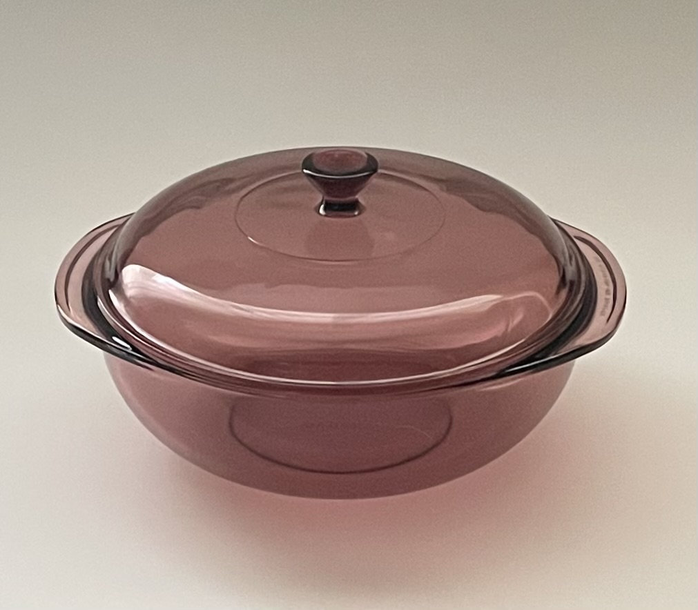 2 Qt Vintage Cranberry Pyrex Round Covered Casserole Baking Dish 024 ...