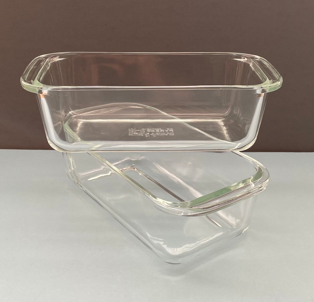 Set of 2 Vintage Pyrex 213 Clear Glass Loaf Pans With Handles - 8 X 5 X ...