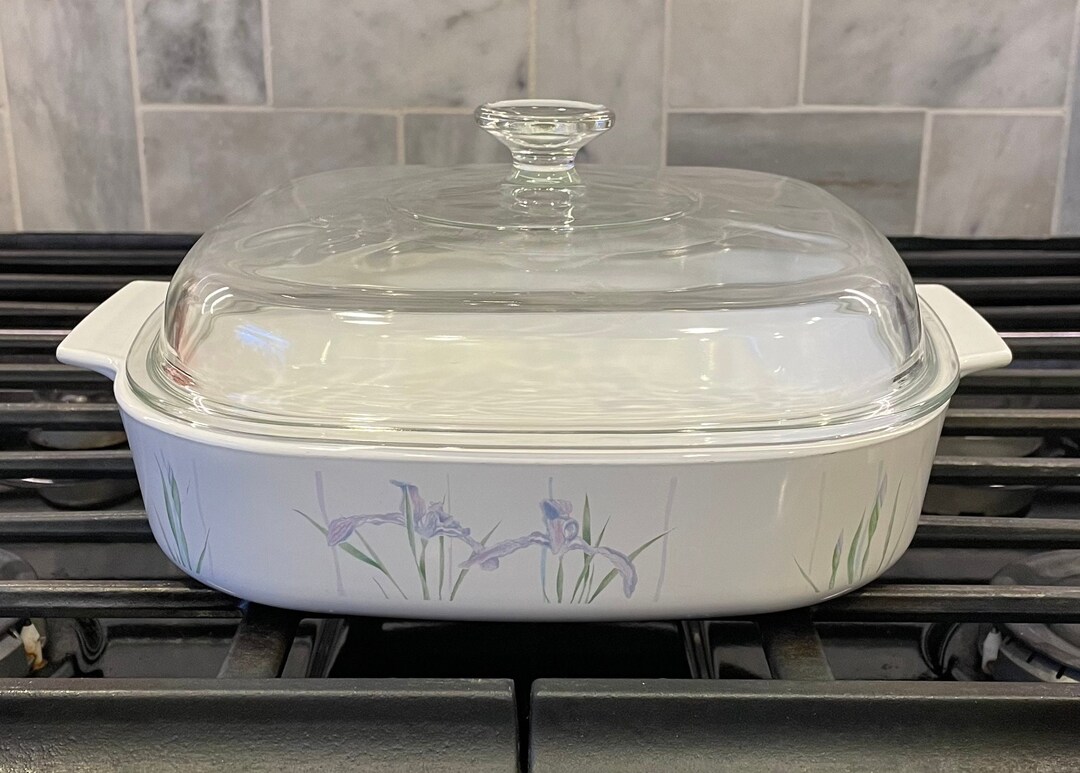 Vintage Corning Ware Shadow Iris Casserole Dish With Lid 2 Quart 10 X ...
