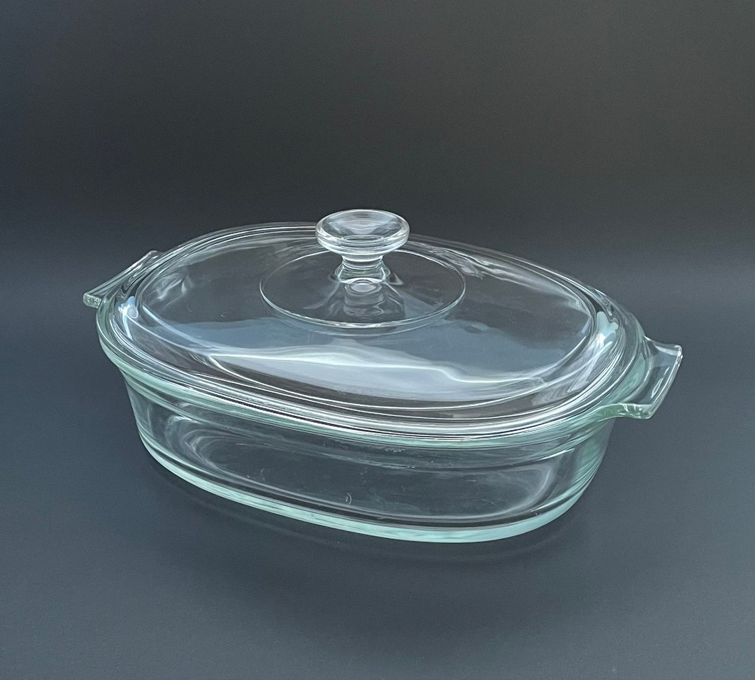 Vintage Pyrex Roaster 702 - 2 Quart Clear Glass and Pyrex Lid - Large ...