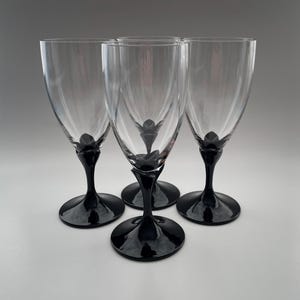 Vintage Mikasa Alexandria Crystal Goblets - Black Stem Barware, Set of ...