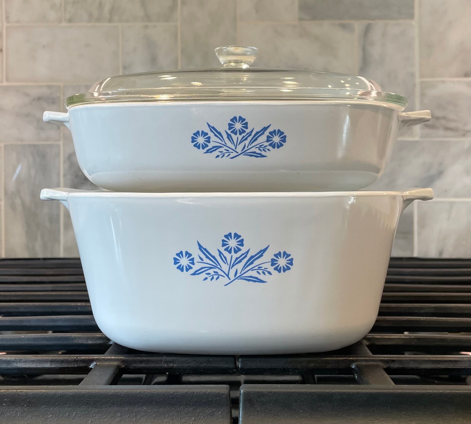 3 Piece Gift Set Vintage Blue Cornflower Roaster and Casserole - Etsy