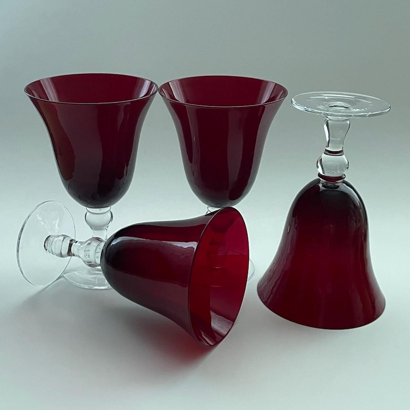 Vintage Red Water Glass - Etsy