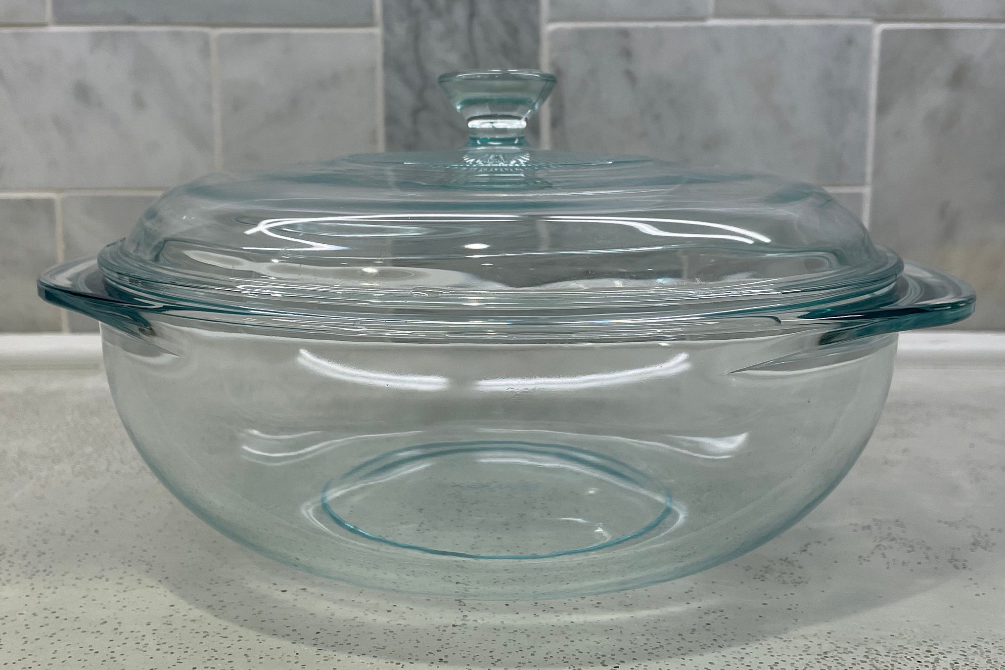 2 Quart Pyrex 024 Clear Glass Blue Tint Round Covered - Etsy.de