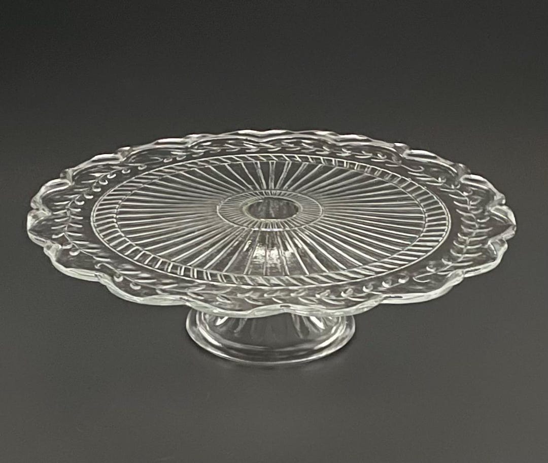 Vintage Depression Glass Cake Stand - 11 3/4" X 3 1/4" Pedestal Cake ...