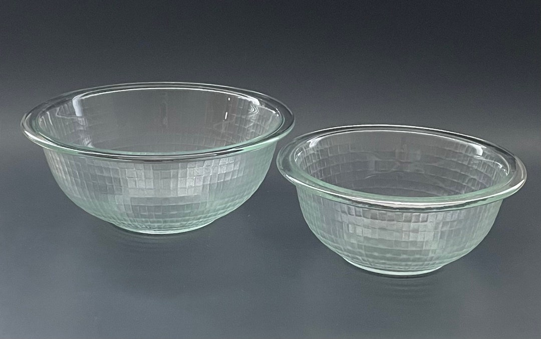 2 Piece Gift Set Vintage Pyrex Basket Weave Glass Mixing Bowls - Set of ...
