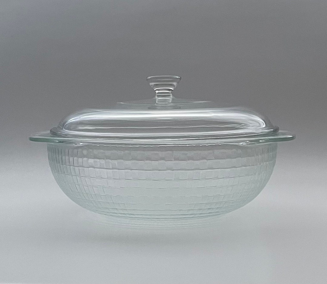 2 QT Vintage Pyrex Basket Weave Glass Casserole Baking Dish 024 and ...
