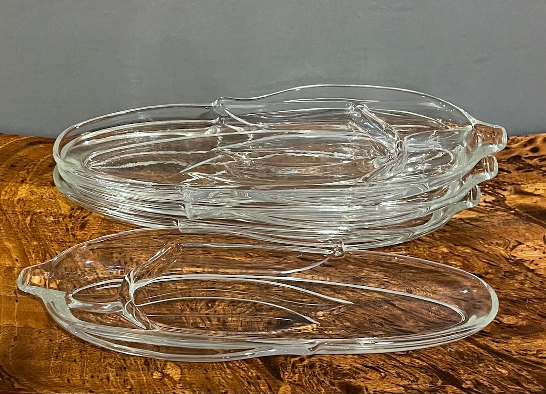 Set of 4 Vintage Corn on the Cob Holders - 10 1/2" Clear Glass Corn ...