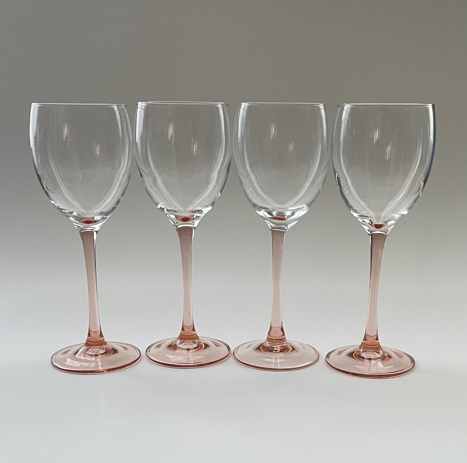 Set Of 4 Luminarc Pink Stem Wine Glasses Cristal Etsy