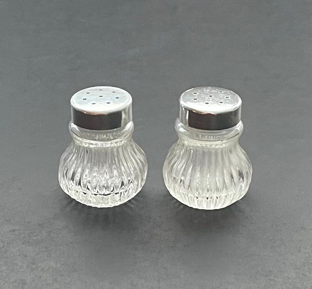 Vintage Mini Salt and Pepper Shakers With Metal Top - Individual Table ...