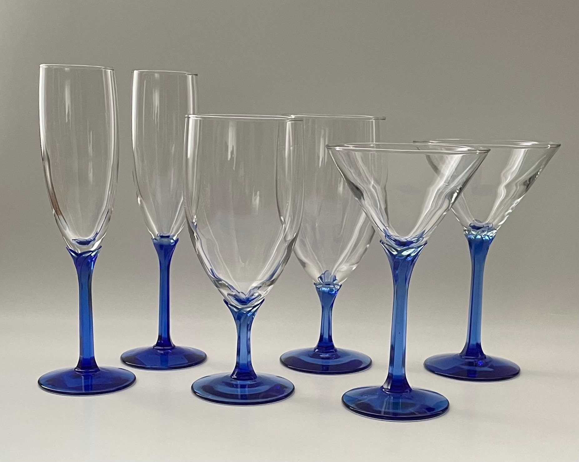 Set of 6 Vintage Libby Domaine Blue Stem Martini Glasses - Etsy
