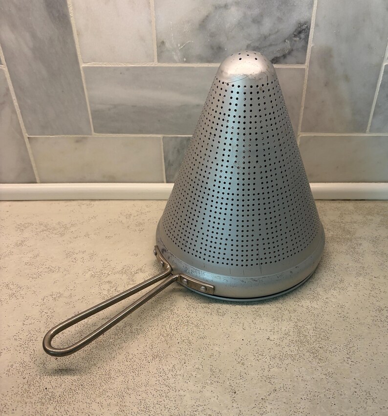 Vintage Canning Sieve / Seed Remover - Metal Cone Shape Colander With ...