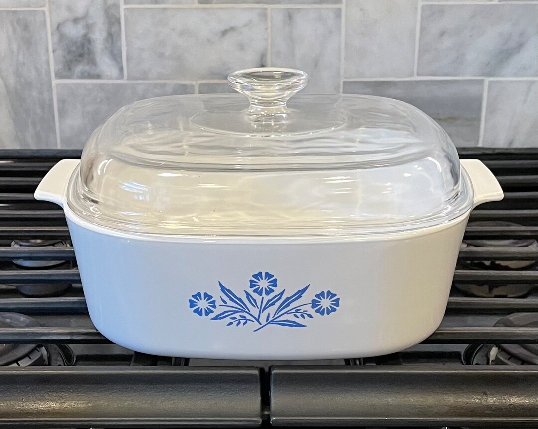 4 Qt Vintage Corning Ware Blue Cornflower Roaster Large Casserole ...