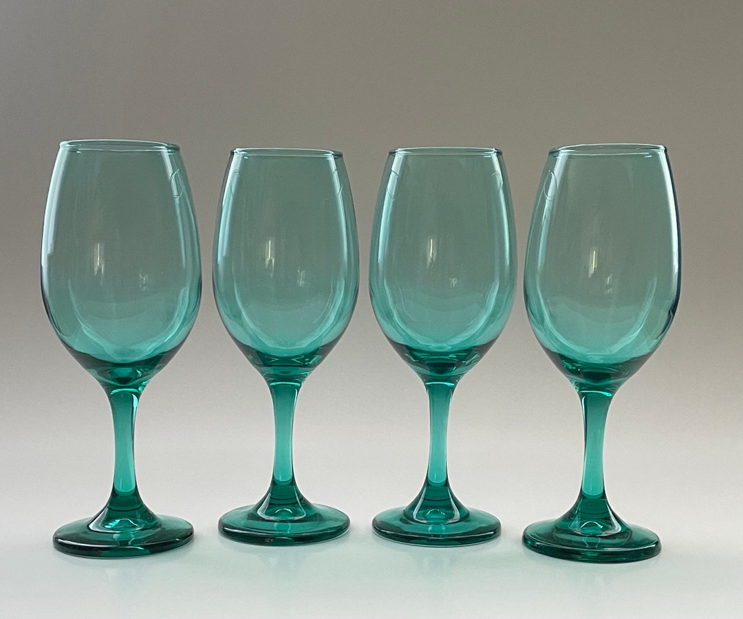 Set of 4 Vintage Cristar Columbia Wine Glasses Green 12 Ounce - Vintage ...