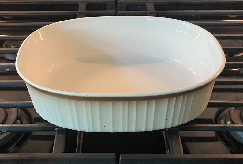 Vintage Corning Ware French Bisque Oval Casserole: 2.8 Quart Pyroceram ...