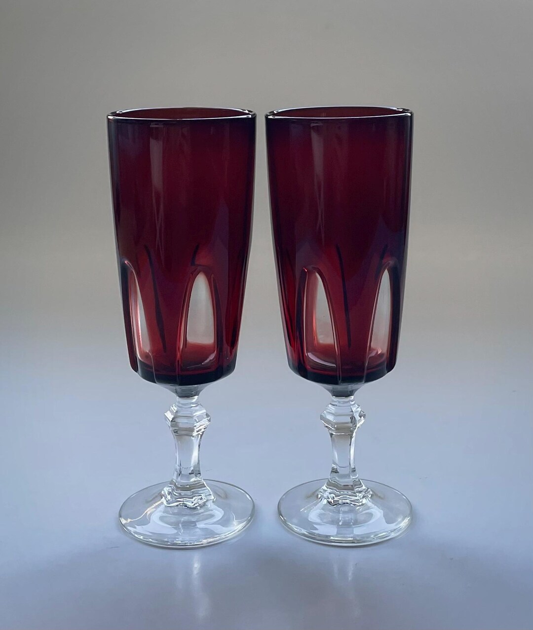 Vintage Cristal D'arques Ruby Red Parfait Glasses, Gothic Arch (set of ...