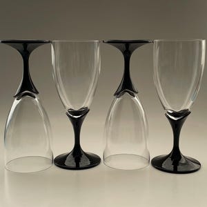 Set of 4 Vintage Mikasa Alexandria Black Stem Crystal Water Goblets ...