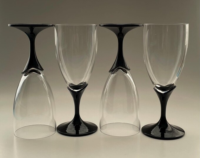 Vintage Mikasa Alexandria Crystal Goblets - Black Stem Barware, Set of ...